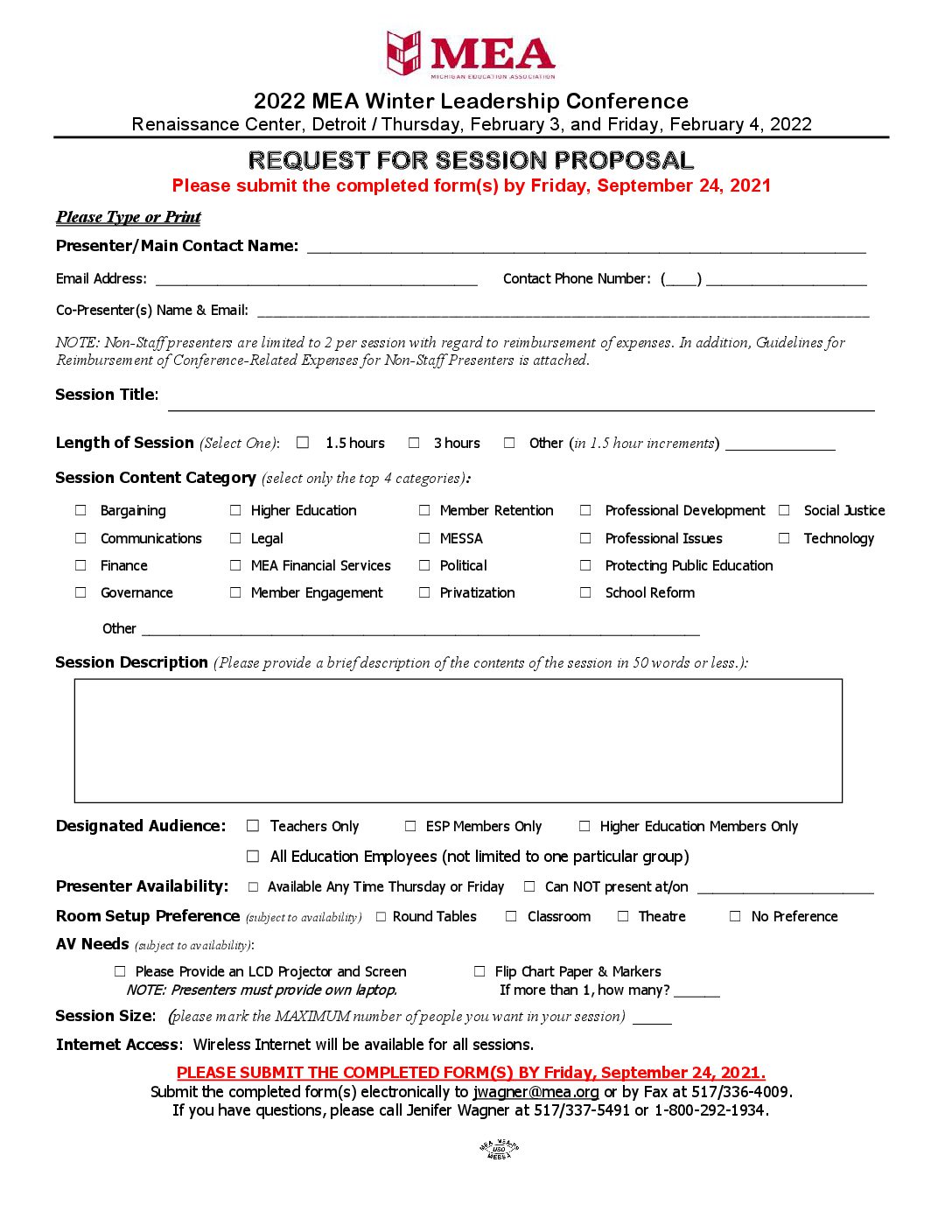 2022 Request for Proposal FORM -2 - Michigan Education Association
