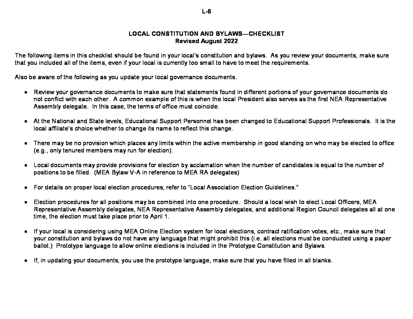 L-6 Local Constitution and Bylaws Checklist rev Aug 2022-final ...