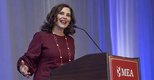 Whitmer, Pringle speak of hope and change at MEA Winter Conference ...