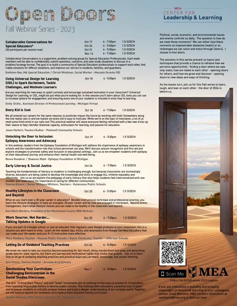 Register now for “Open Doors” fall webinars - Michigan Education ...
