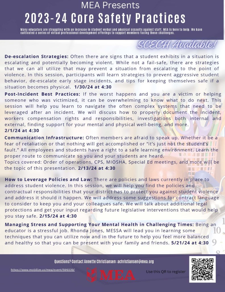 Core Safety Practices - Winter 2024 Professional Development - Michigan ...