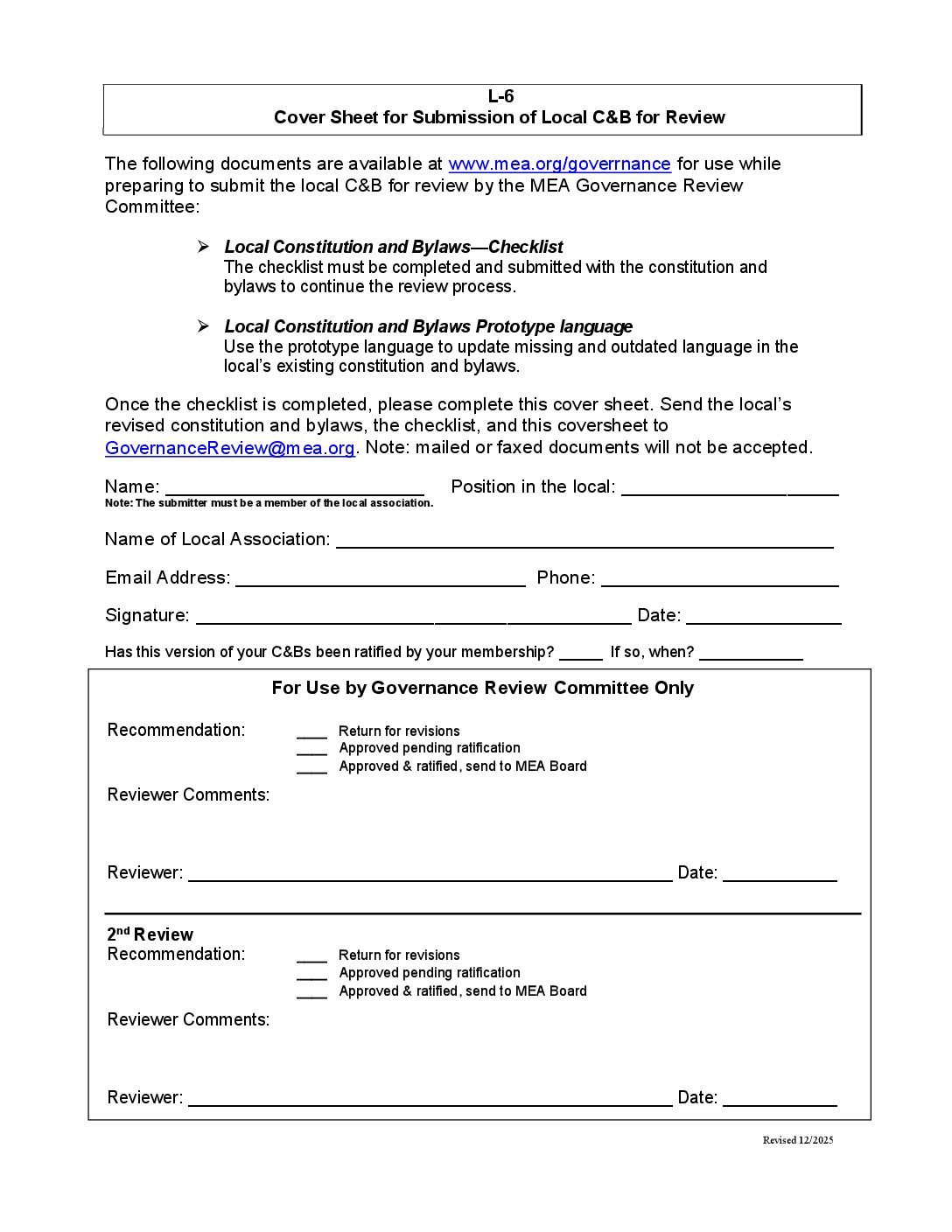L-6 Cover Sheet re. 12-2025 - Michigan Education Association